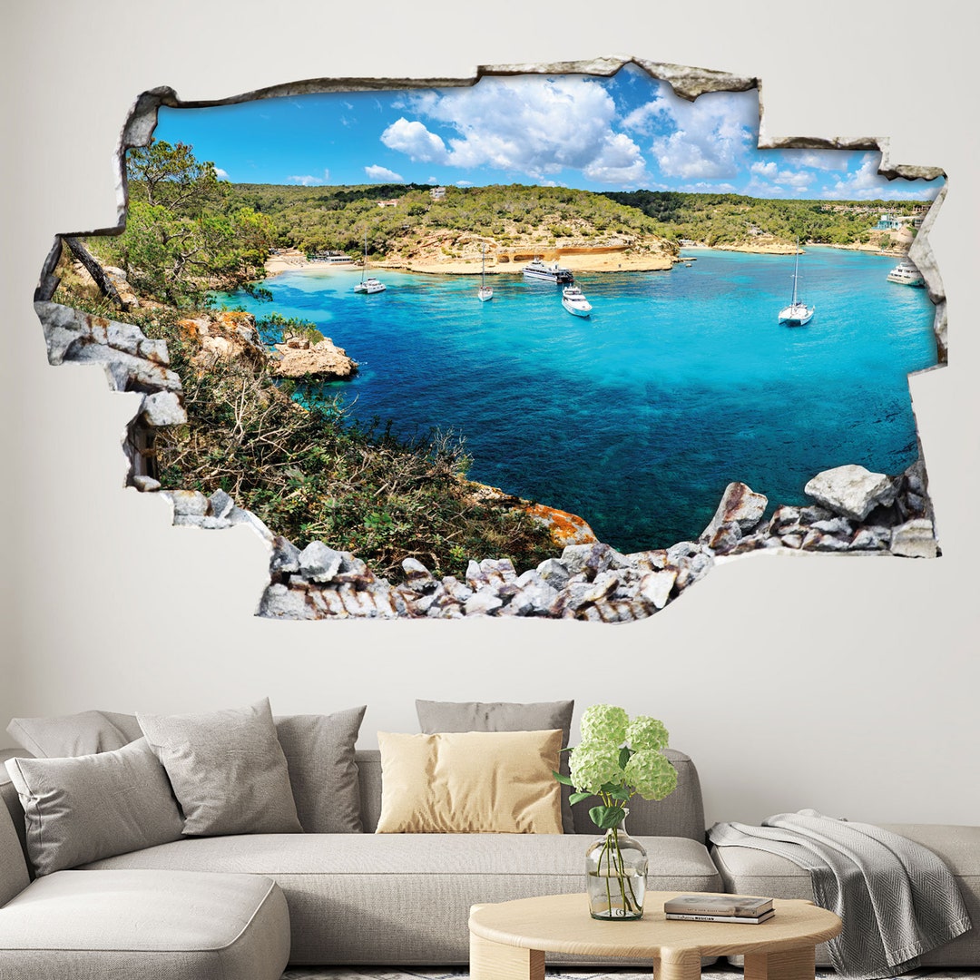 Stickers Trompe l'oeil trou dans le mur Mer - Etsy France