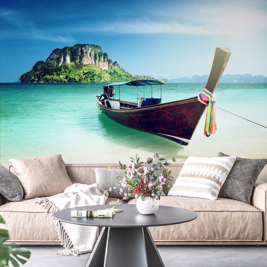 Panoramic Wallpaper Boat Thailand - Etsy