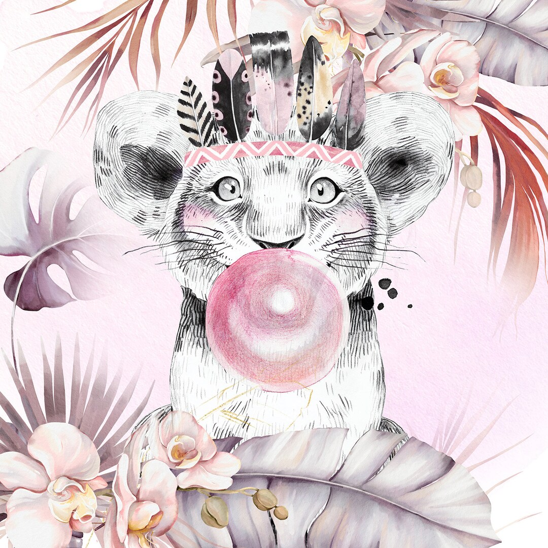 Children's Panoramic Wallpaper Bubble Lion - Etsy