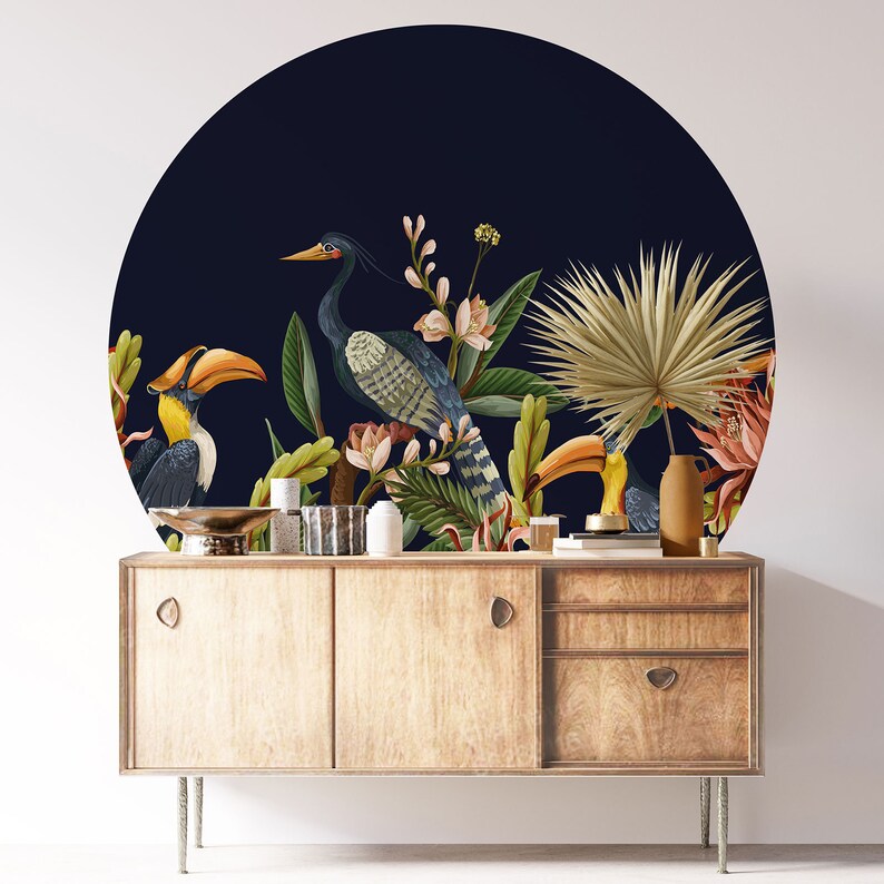 Round / Circle Wallpaper - Birds - Etsy