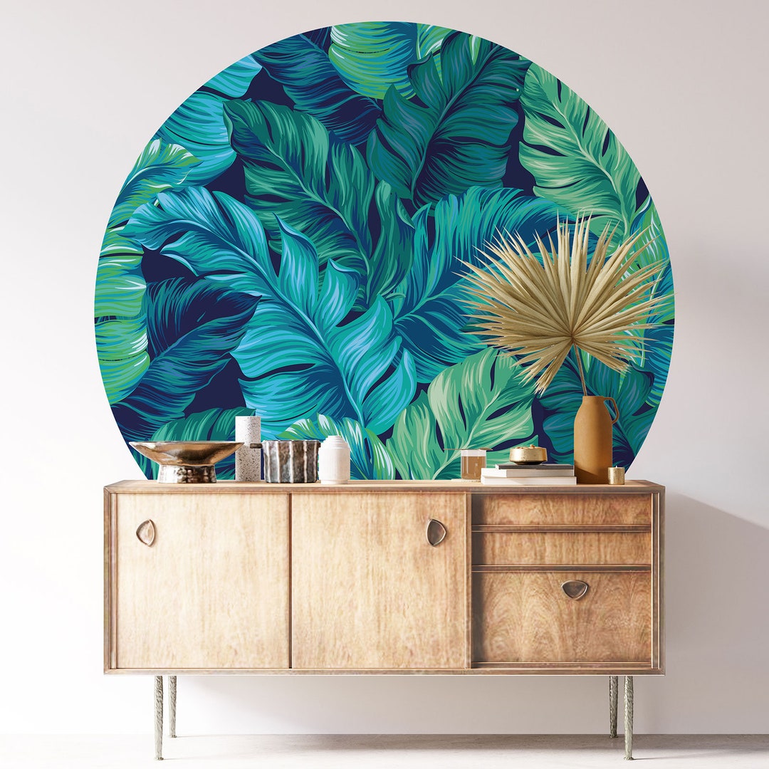 Round / Circle Self-adhesive Wall Sticker Botanical Pattern - Etsy
