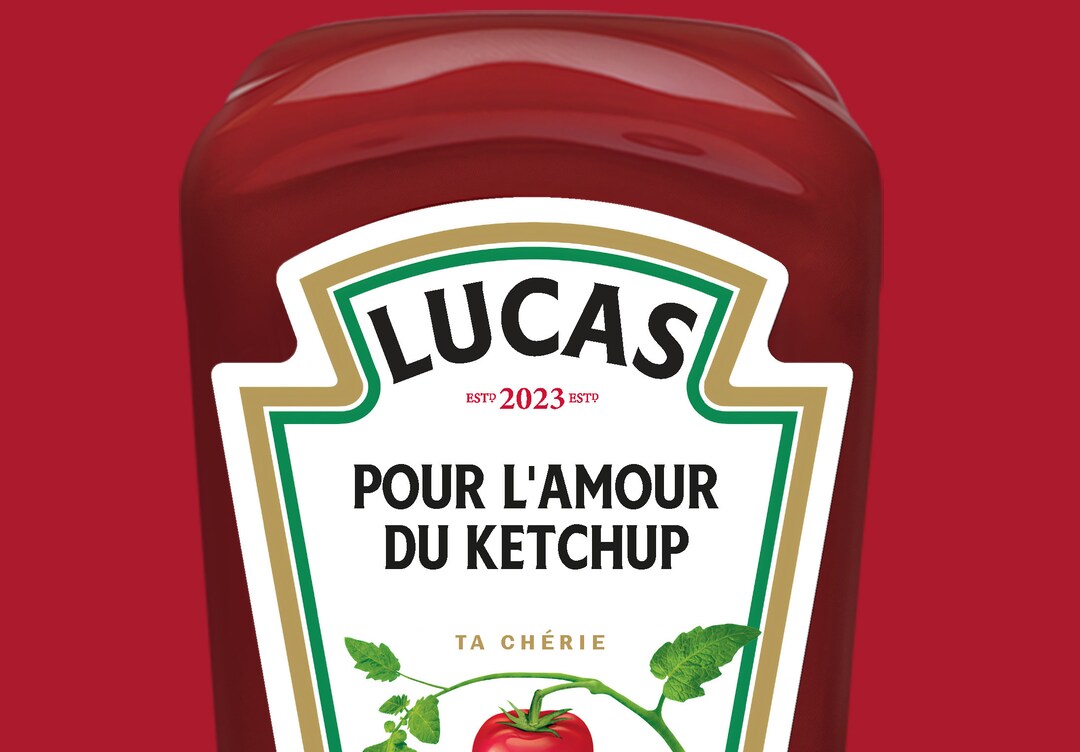 Set of 2 PREMIUM Heinz Ketchup Stickers With Personalized First Name ...