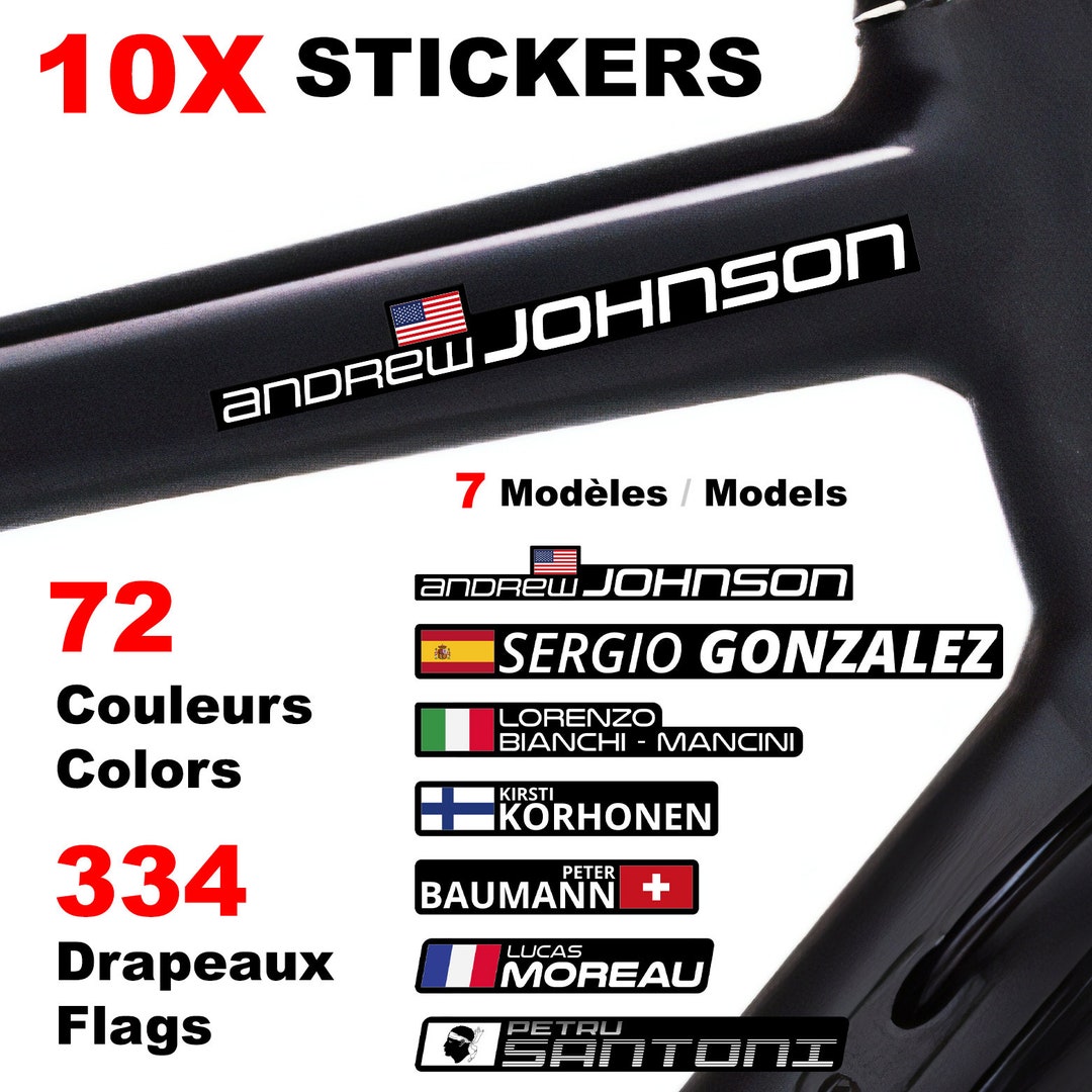 10 Stickers Nom et Prénom Personnalisés - Autocollants Adhésifs Decal Vinilos Adesivi Pegatinas ...