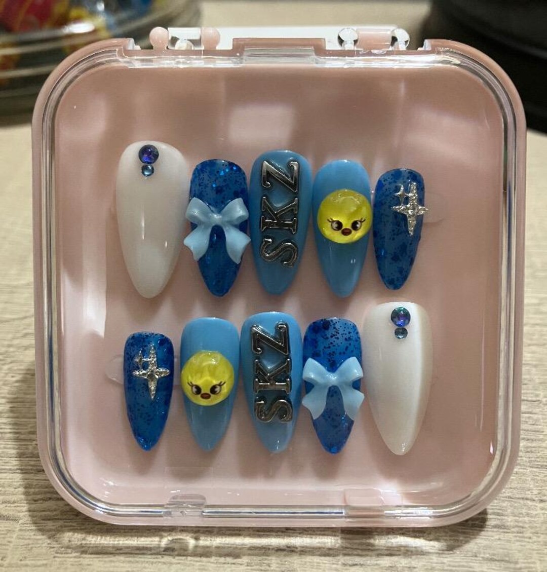 Stray Kids Felix Blue Nail - Etsy