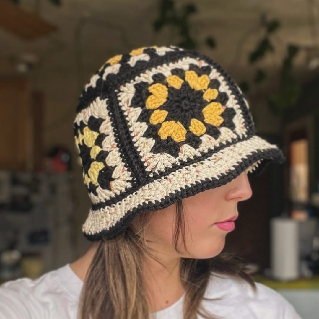 Not Your Granny's Bucket Hat - PATTERN- Crochet Granny Square Bucket ...