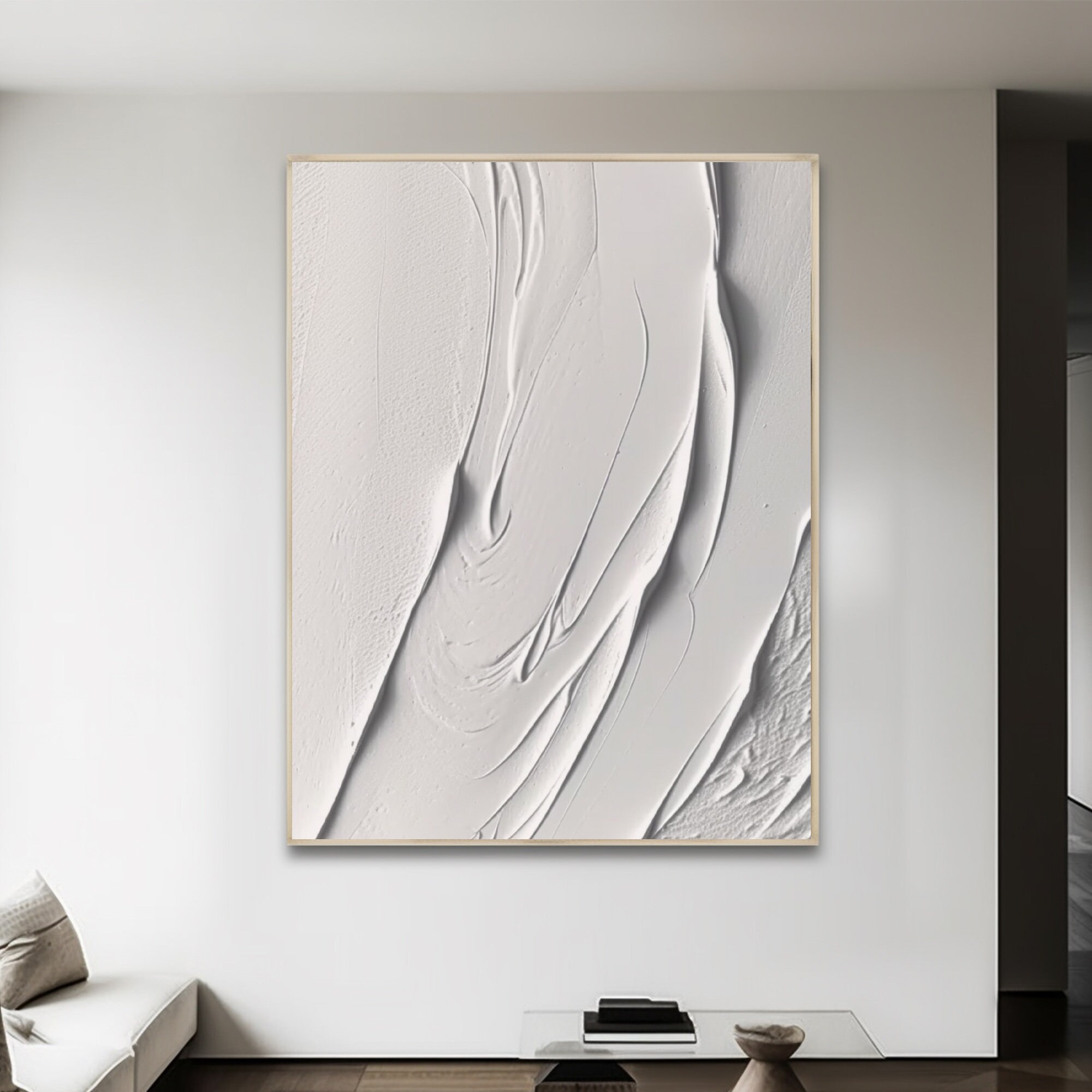 White Plaster Art Plaster Art on Canvas White Minimalist Painting White ...