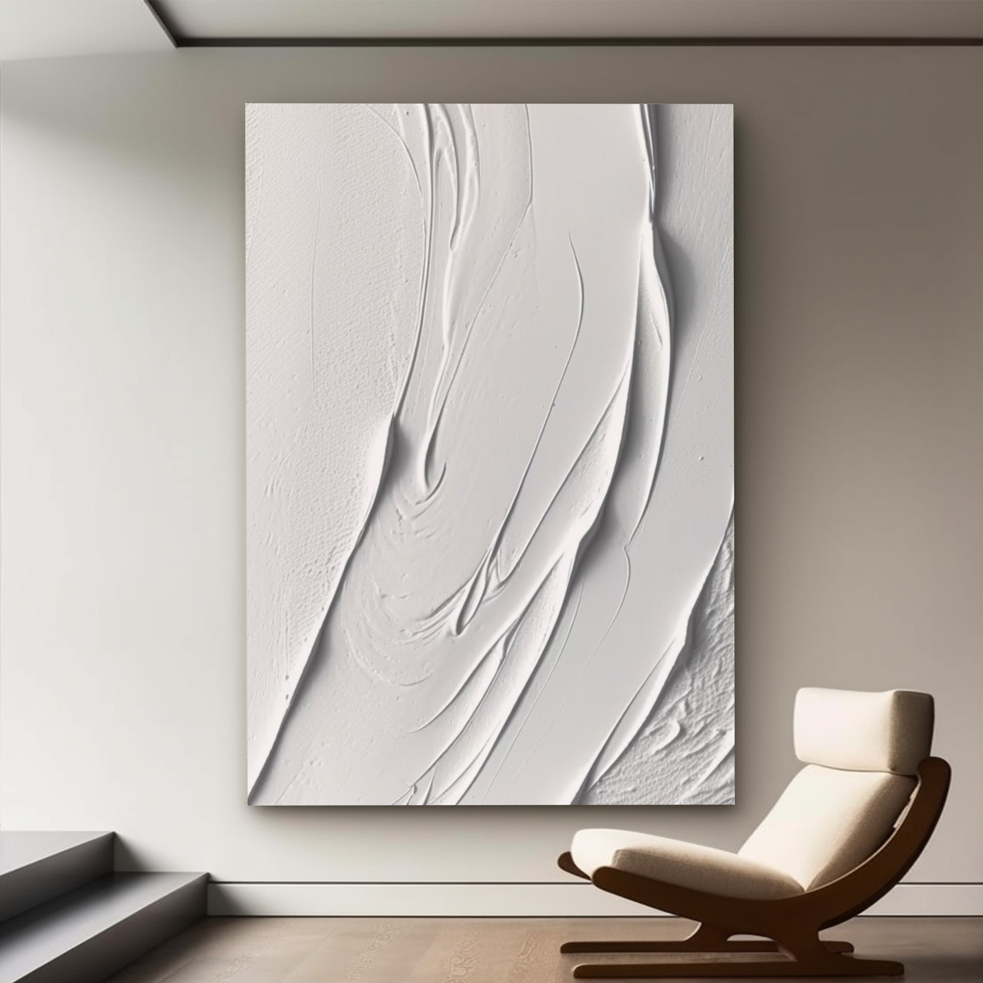 White Plaster Art Plaster Art on Canvas White Minimalist Painting White ...