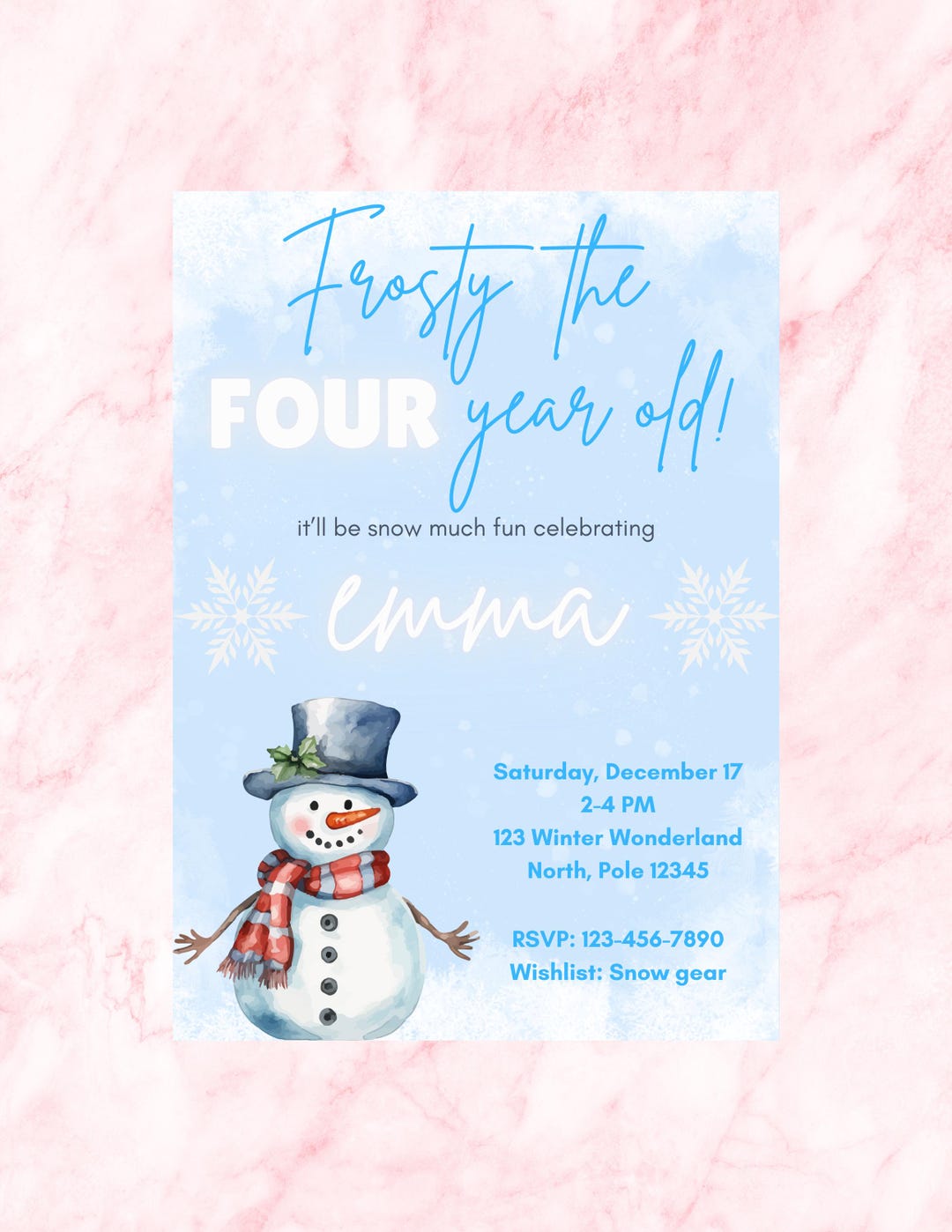Frosty the Snowman Birthday Invitation: Winter Theme (digital) - Etsy ...