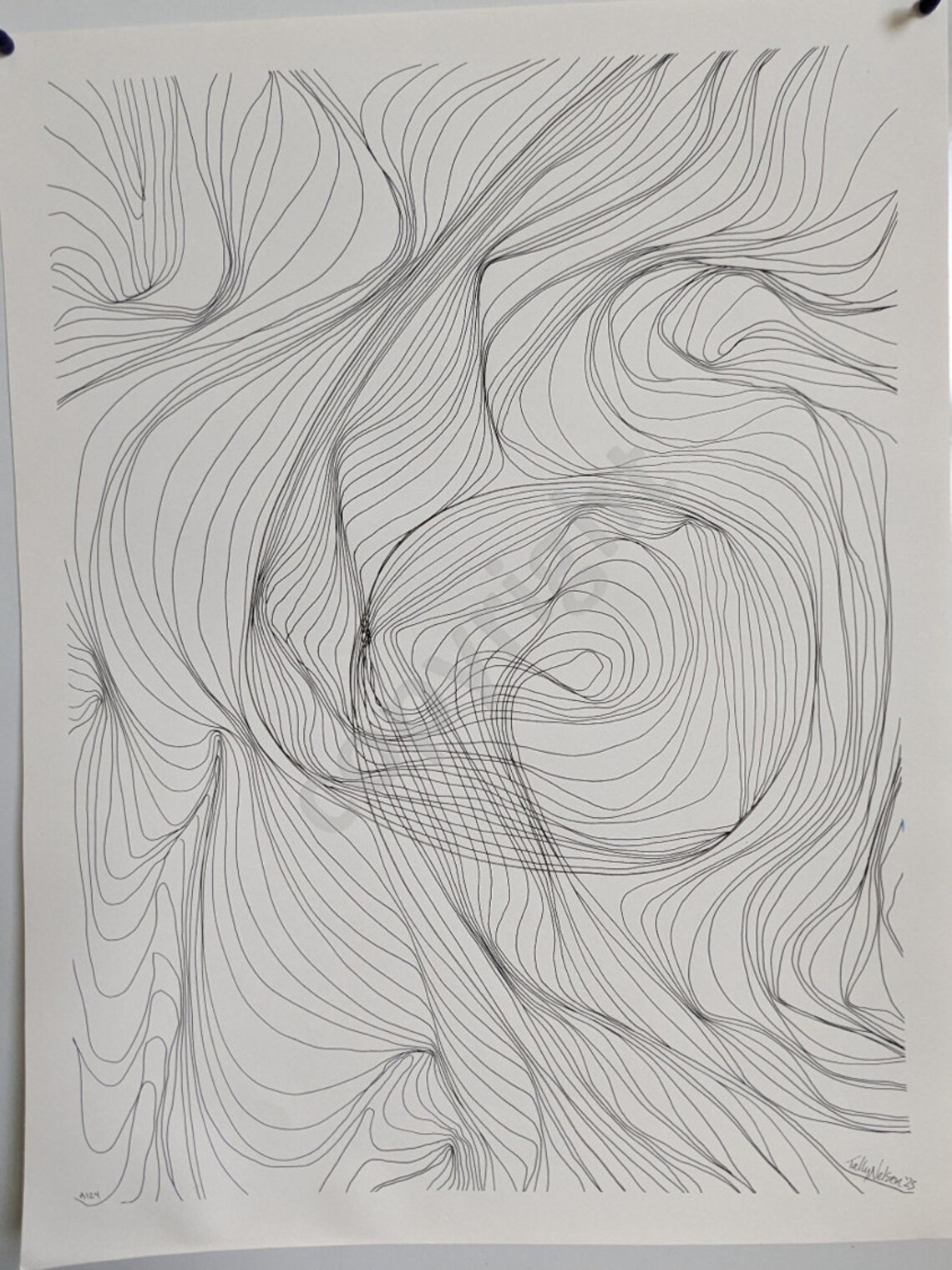 Zen-wave, Flowing, Continuous Line, Pen Drawing - Etsy