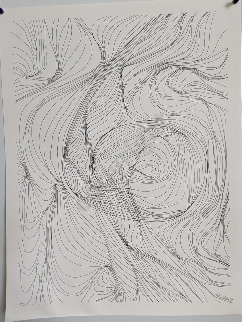 Zen-wave, Flowing, Continuous Line, Pen Drawing - Etsy