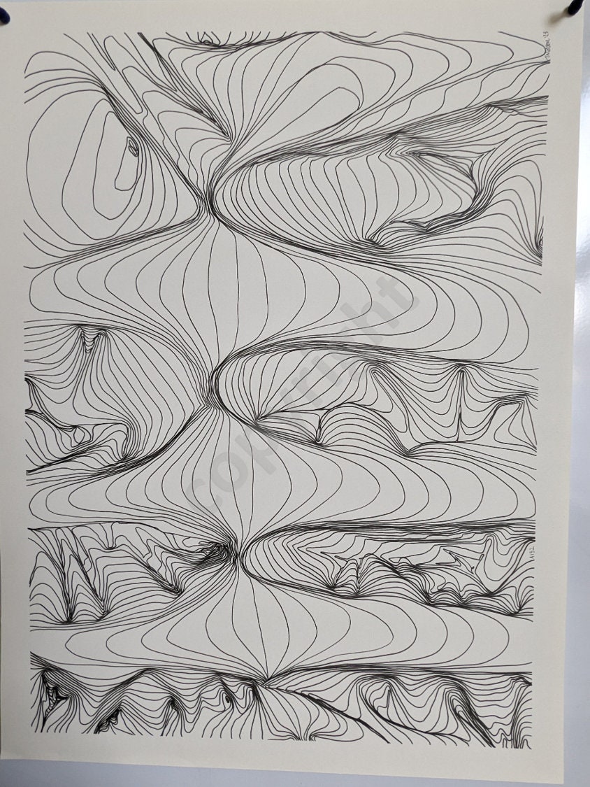 Zen-wave, Flowing, Continuous Line, Pen Drawing - Etsy