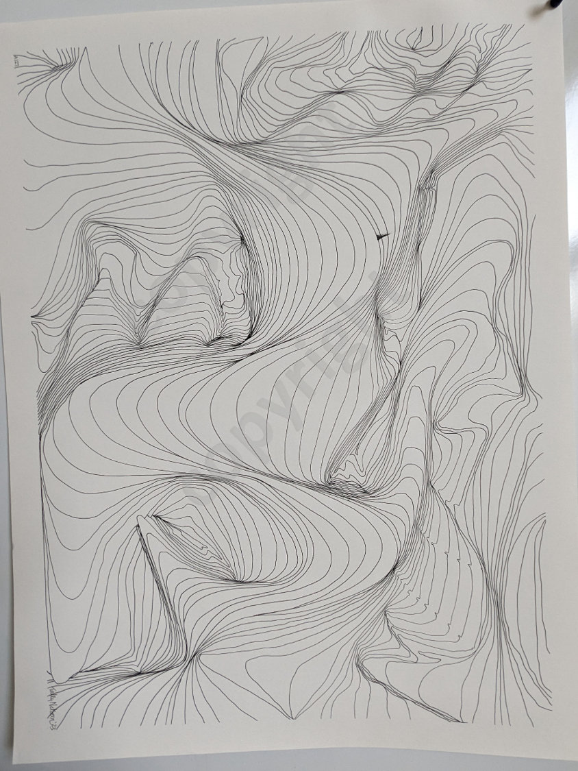 Zen-wave, Flowing, Continuous Line, Pen Drawing - Etsy