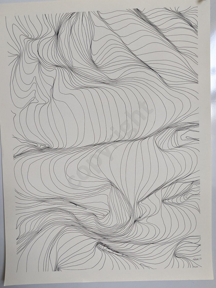 Zen-wave, Flowing, Continuous Line, Pen Drawing - Etsy