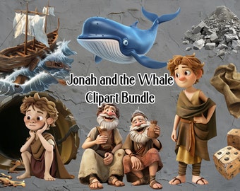 Jonah and the Whale Story Graphics, Printable DIGITAL Instant Download ...