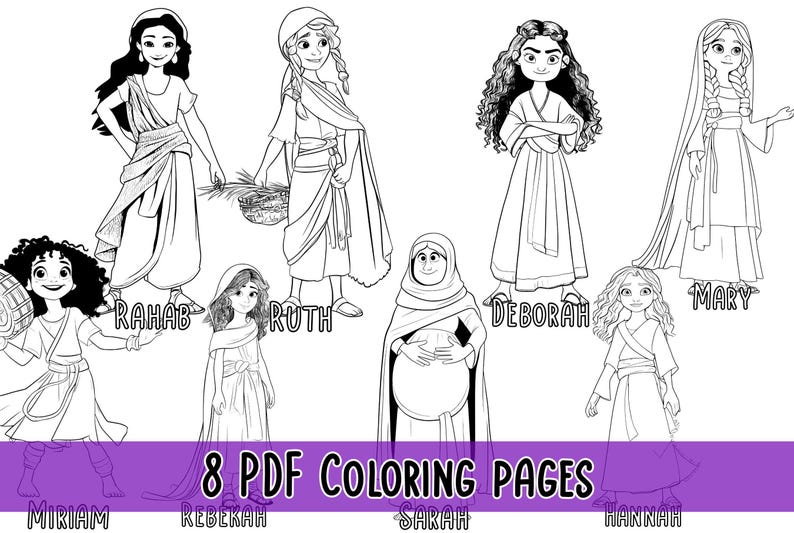 Women of the Bible Coloring Page PDF Bundle - Part 1 | Digital Download ...