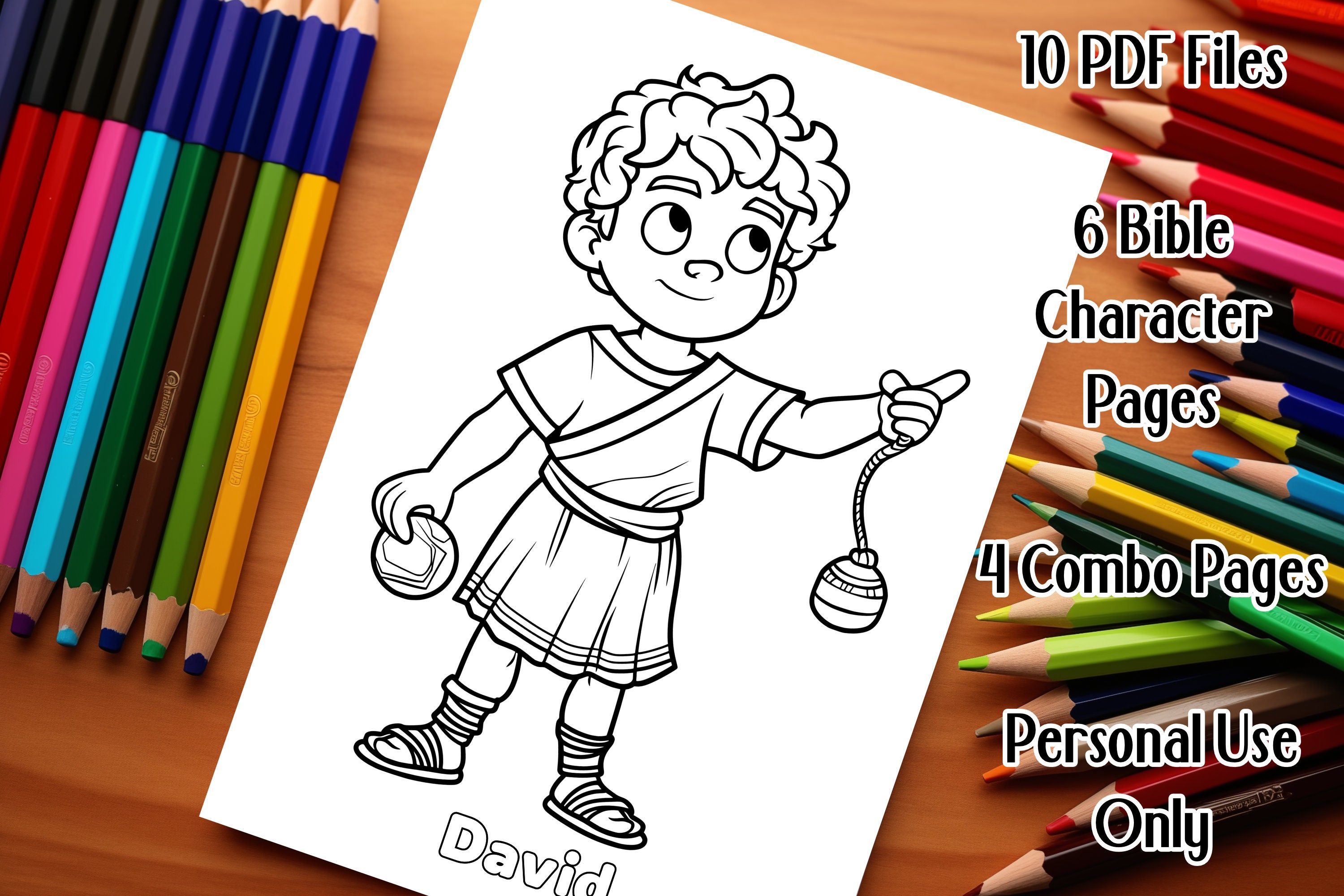 David and Goliath Coloring Pages, Bible Stories, Instant Download - Etsy