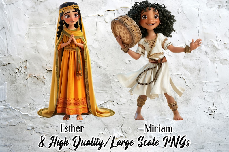 Women of the Bible Clipart Bundle Part 1, Cartoon Images, Bible Stories ...