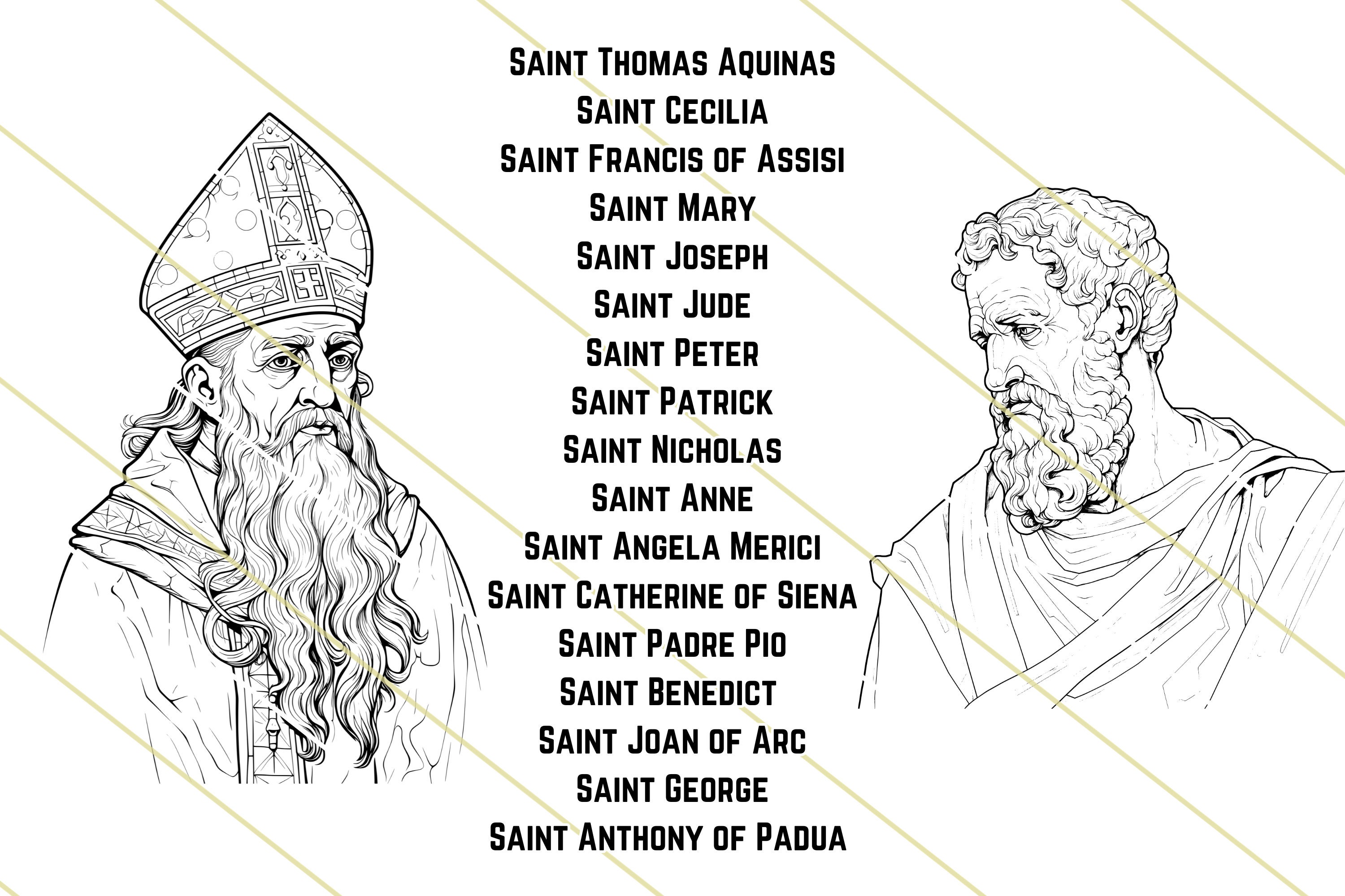 Saint Simple Line Art Clipart, Instant Download, Catholic Pngs - Etsy