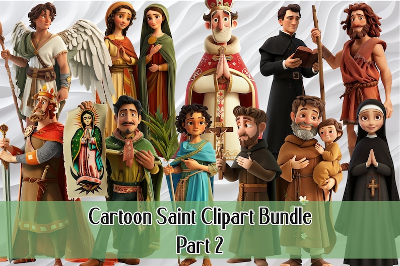 Cartoon Saint Clipart Bundle Part 2, Instant Download, PNG - Etsy