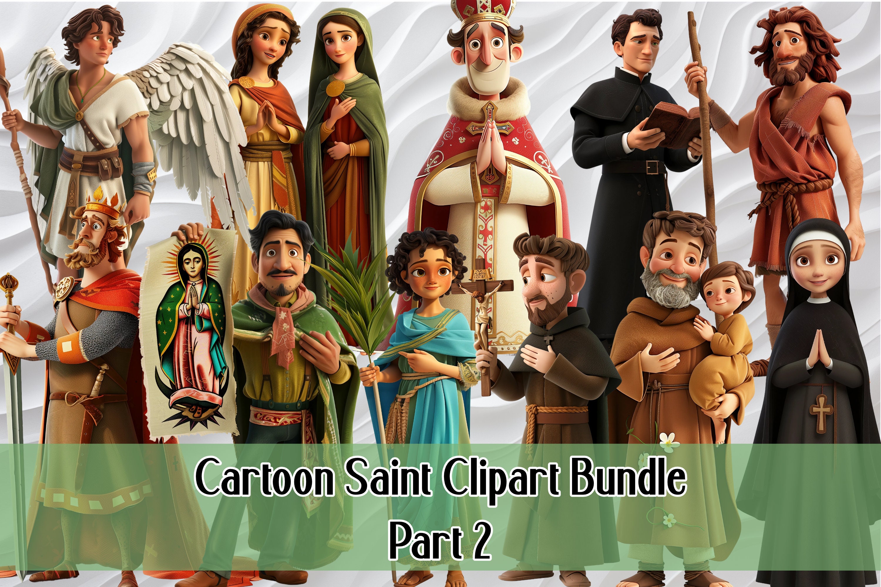 Cartoon Saint Clipart Bundle Part 2, Instant Download, PNG - Etsy