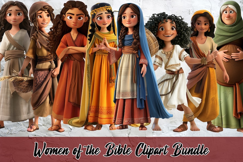 Women of the Bible Clipart Bundle - Part 1, Cartoon Images, Bible ...
