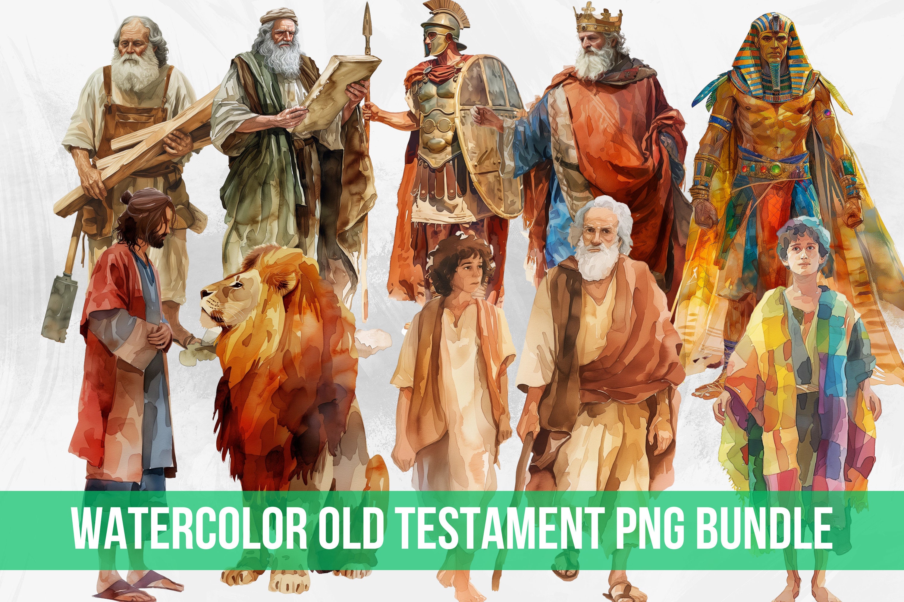 Watercolor Old Testament PNG Bundle, Bible Characters, Instant Download ...