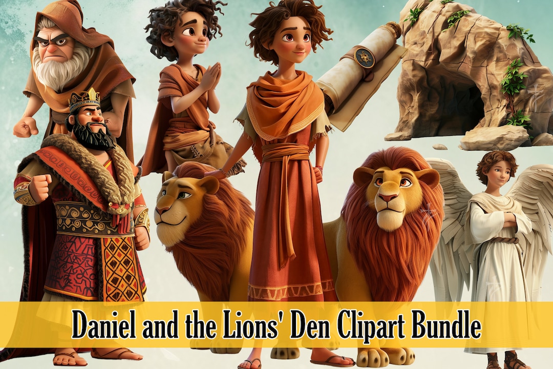 Daniel and the Lions' Den Clipart Bundle, PNG Files, Bible Stories ...
