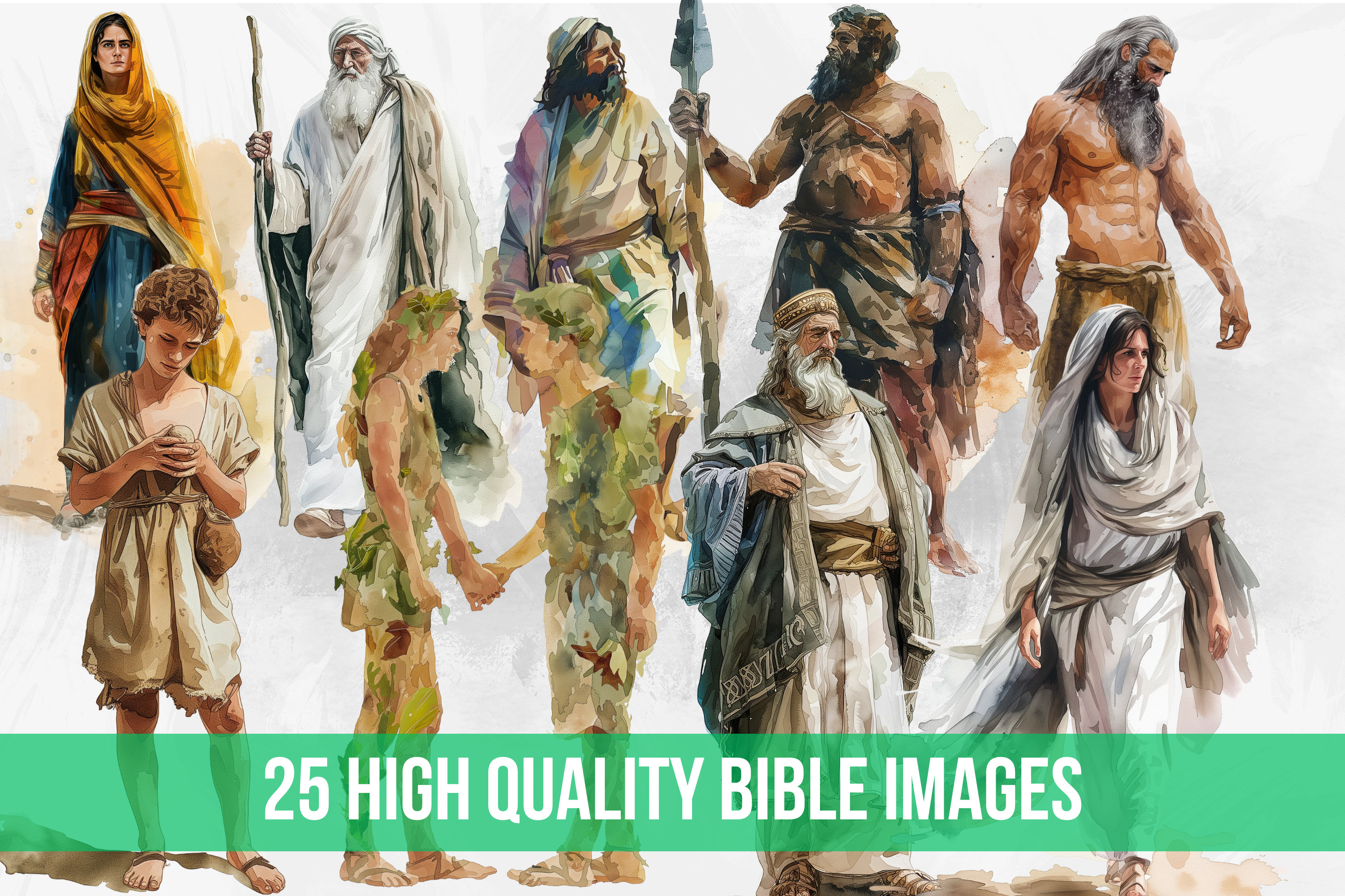 Watercolor Old Testament PNG Bundle, Bible Characters, Instant Download ...