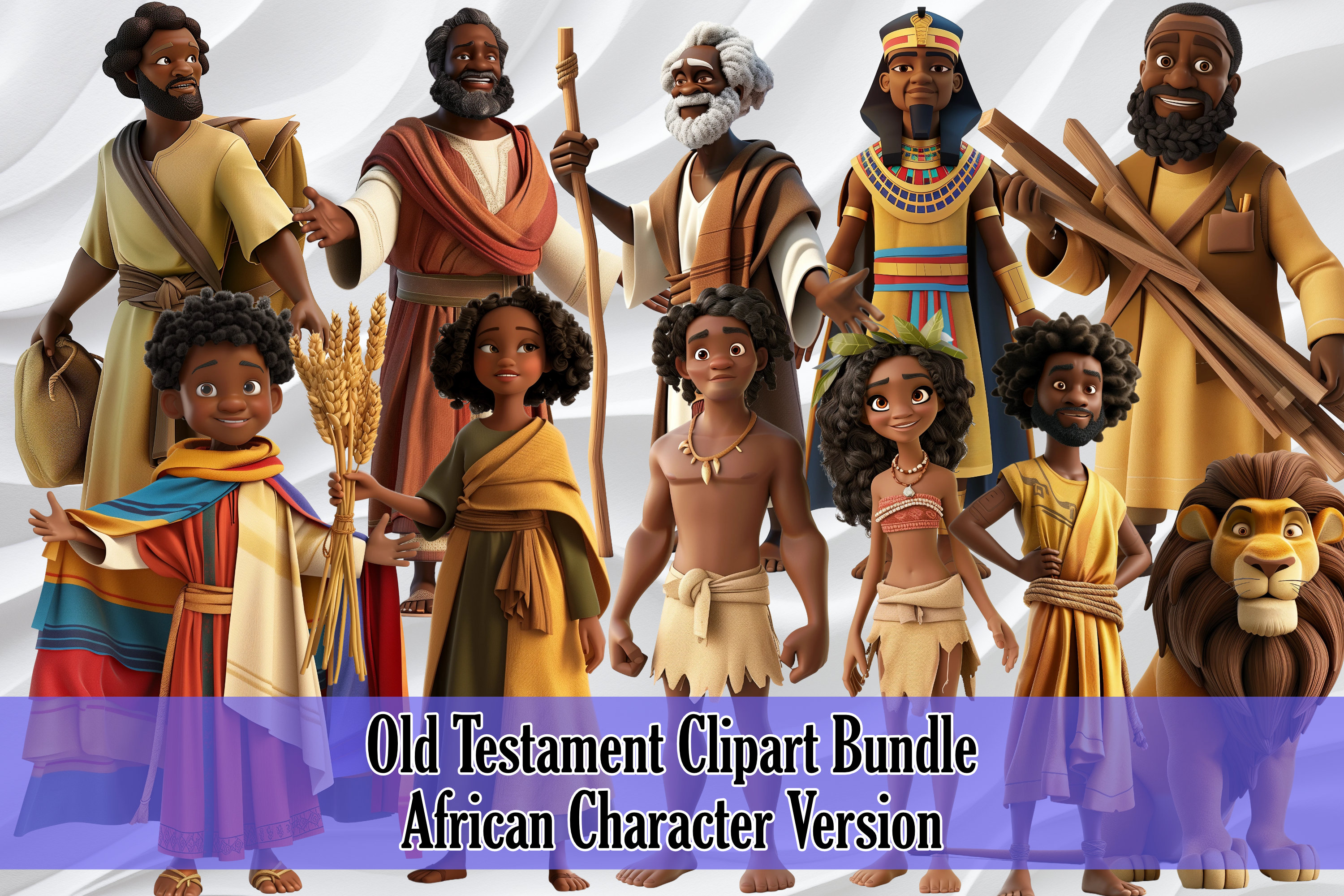 Old Testament Clipart Bundle African Character Version, Cartoon Images ...