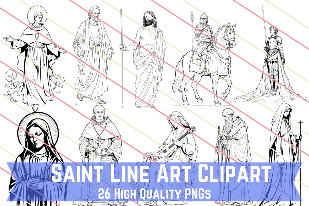 Saint Simple Line Art Clipart, Instant Download, Catholic Pngs - Etsy