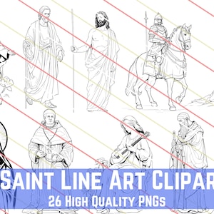 Saint Simple Line Art Clipart, Instant Download, Catholic Pngs - Etsy