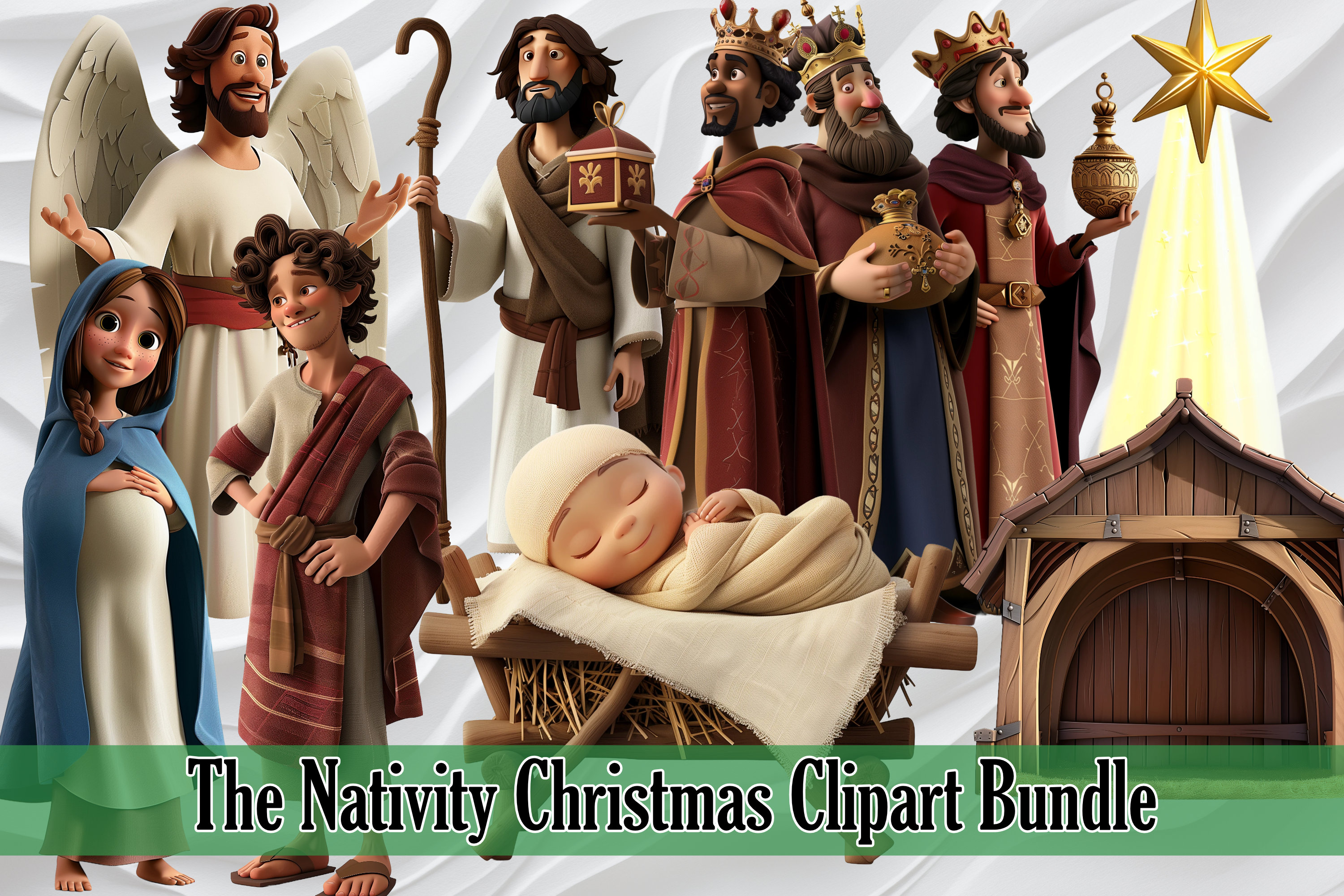 The Nativity Christmas Clipart Bundle, Printables, Biblical Clipart ...