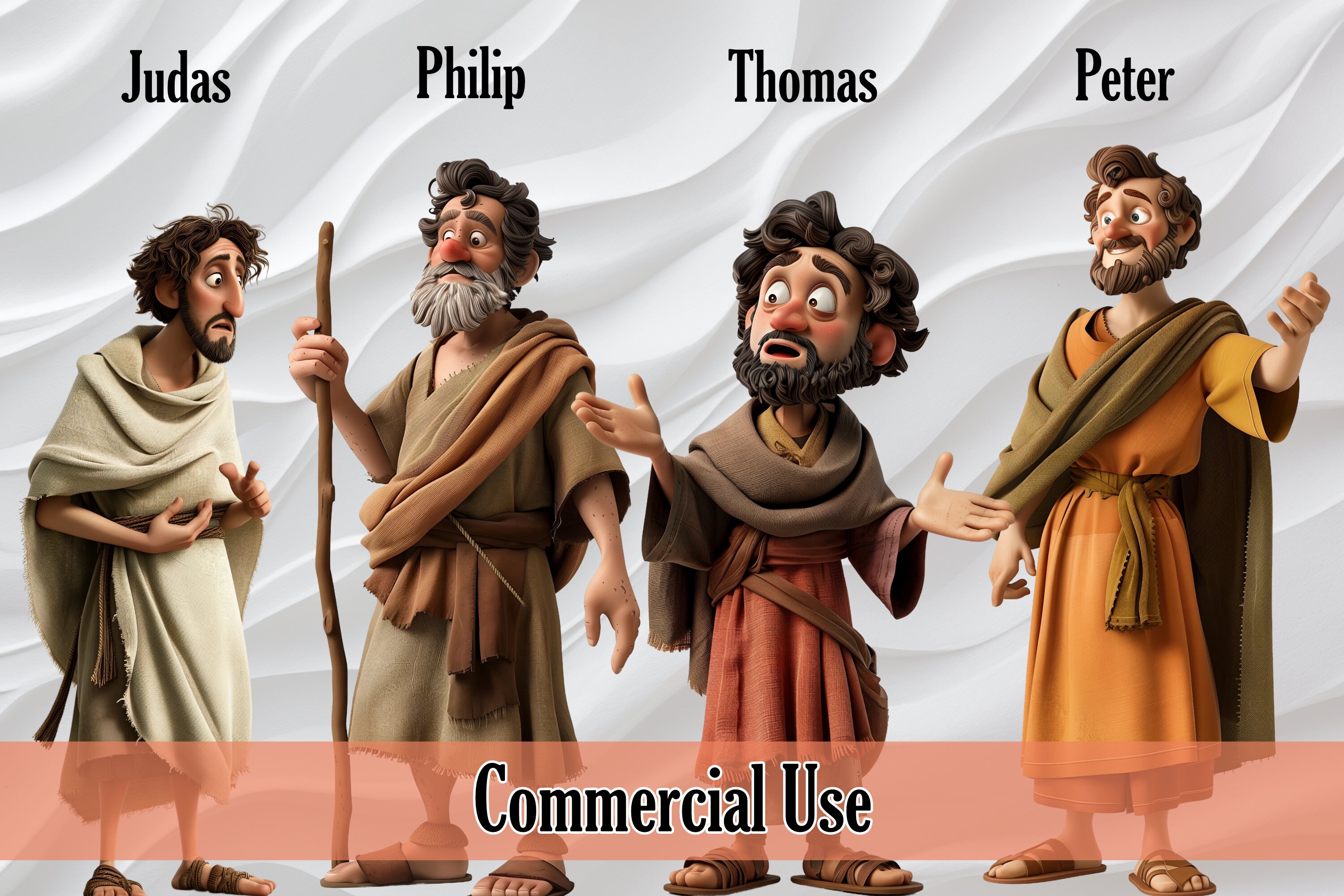 Jesus and the Apostles Clipart Bundle, Cartoon Images, Bible Stories ...