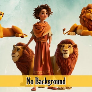 Daniel and the Lions' Den Clipart Bundle, PNG Files, Bible Stories ...