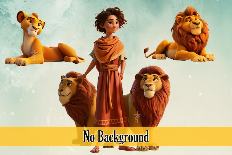 Daniel and the Lions' Den Clipart Bundle, PNG Files, Bible Stories ...
