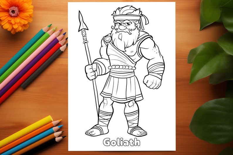 David and Goliath Coloring Pages, Bible Stories, Instant Download - Etsy