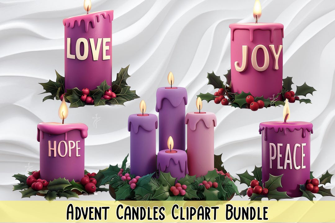 Advent Candles Clipart Bundle | Digital Download | Religious Christmas ...