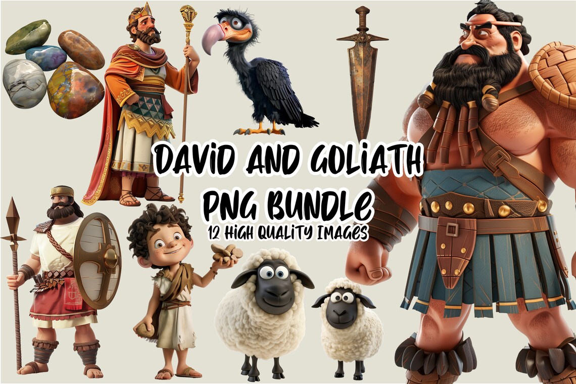 David and Goliath PNG Bundle, Bible Stories, Instant Download - Etsy