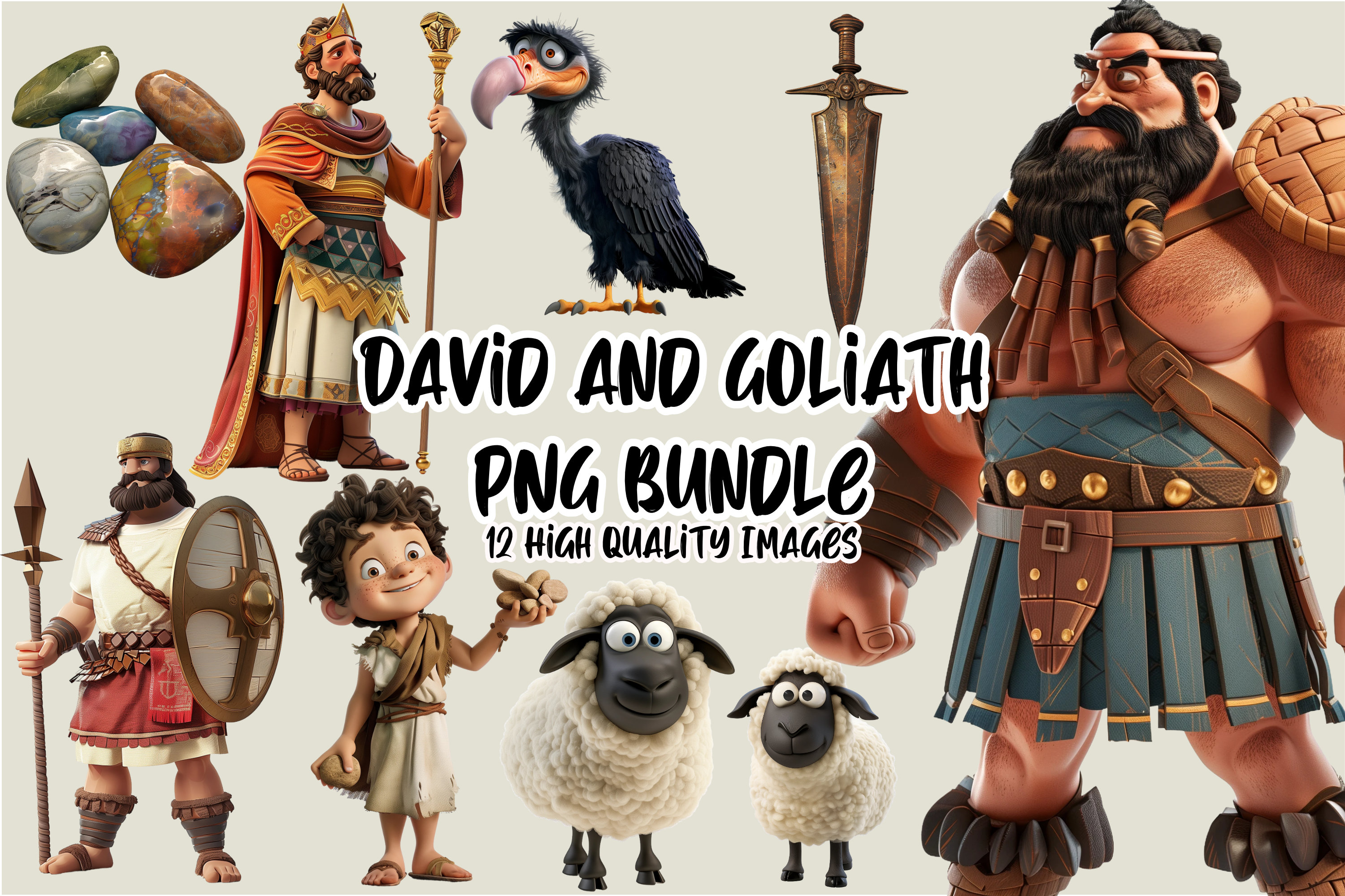 David and Goliath PNG Bundle, Bible Stories, Instant Download - Etsy