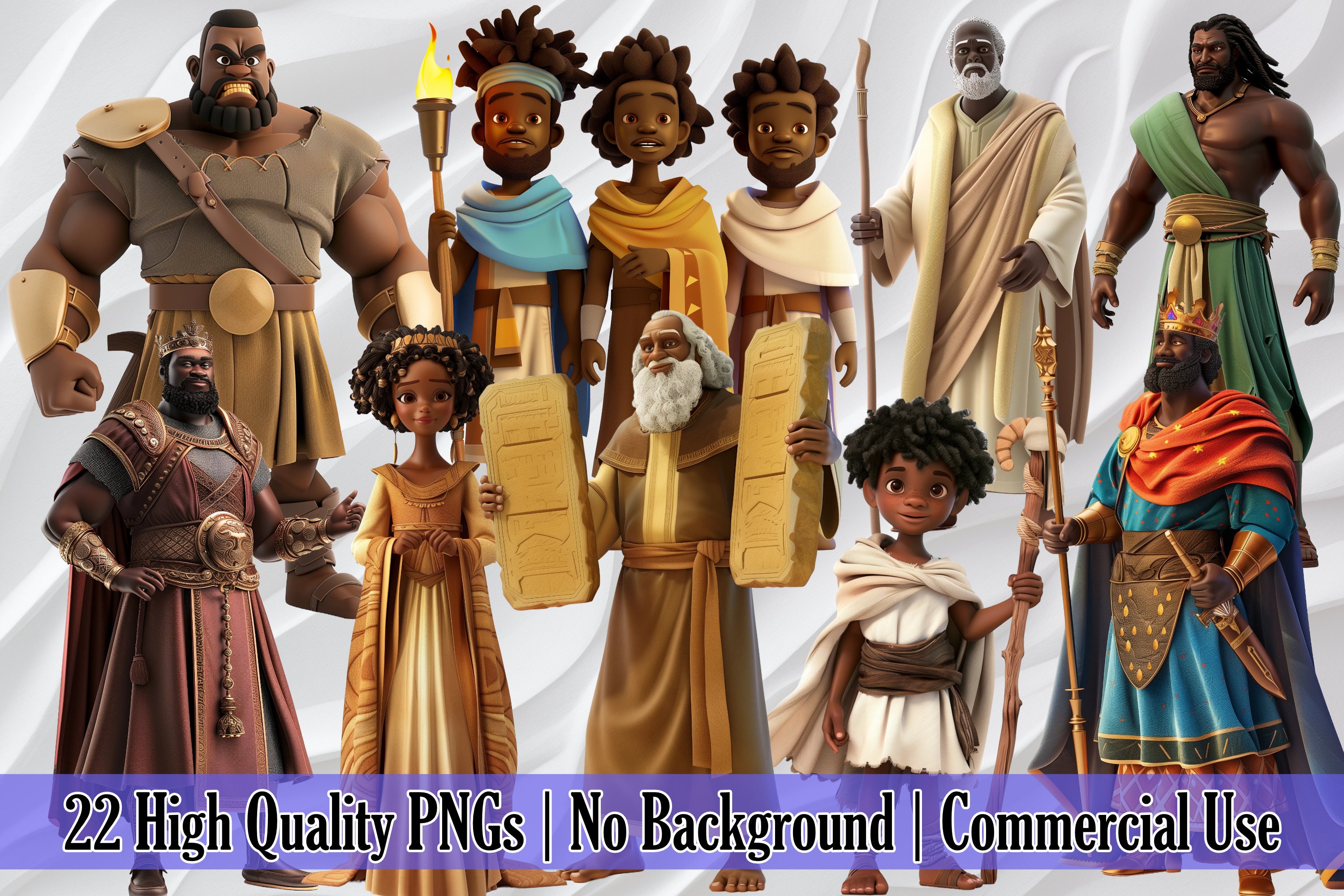 Old Testament Clipart Bundle African Character Version, Cartoon Images ...
