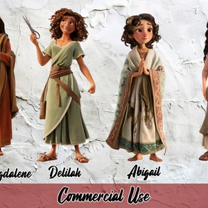 Women of the Bible Clipart Bundle Part 2, Cartoon Images, Bible Stories ...