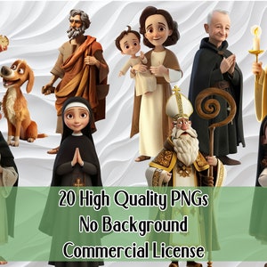 Cartoon Saint Clipart Bundle Part 2, Instant Download, PNG - Etsy