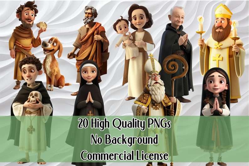 Cartoon Saint Clipart Bundle Part 2, Instant Download, PNG - Etsy