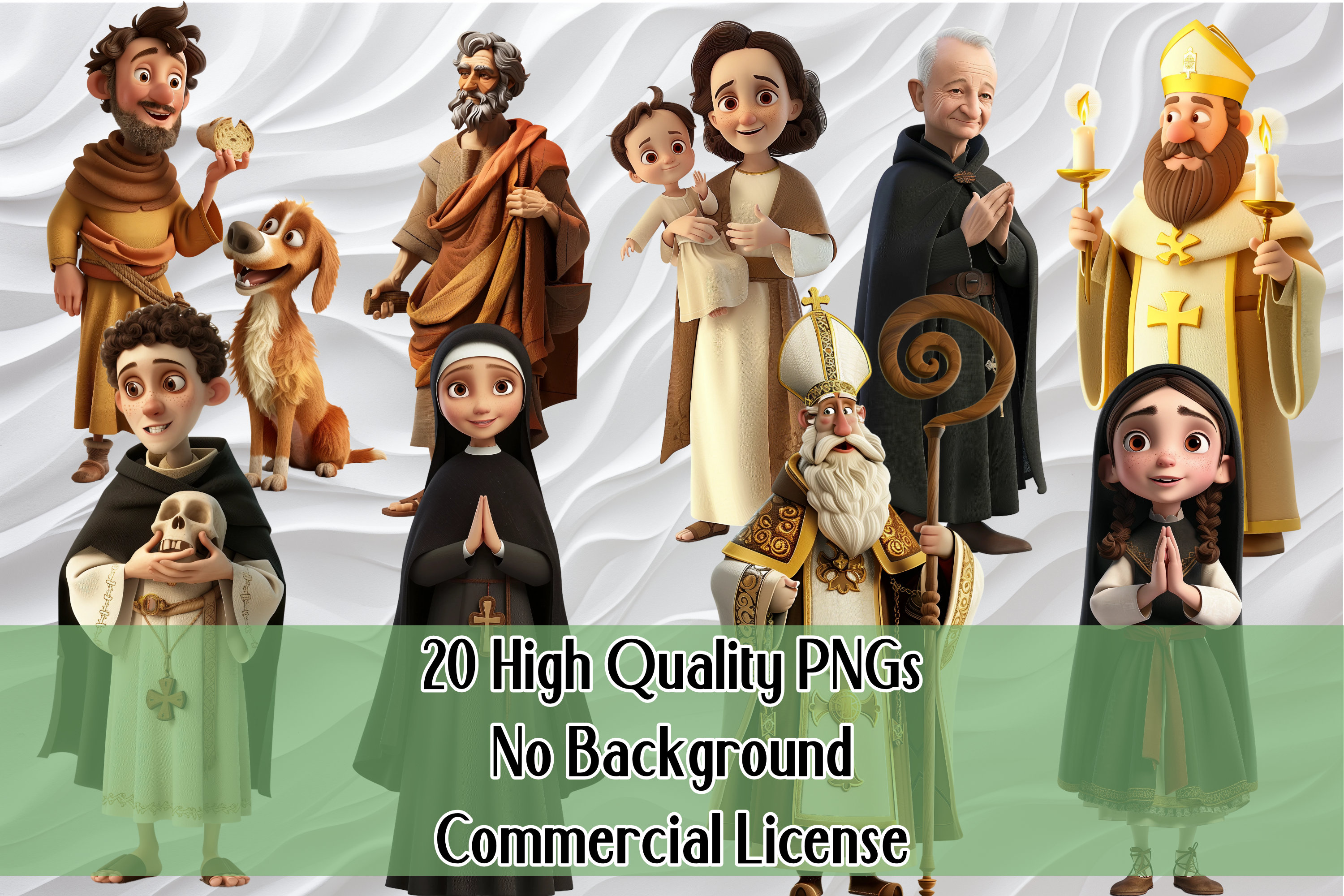 Cartoon Saint Clipart Bundle Part 2, Instant Download, PNG - Etsy