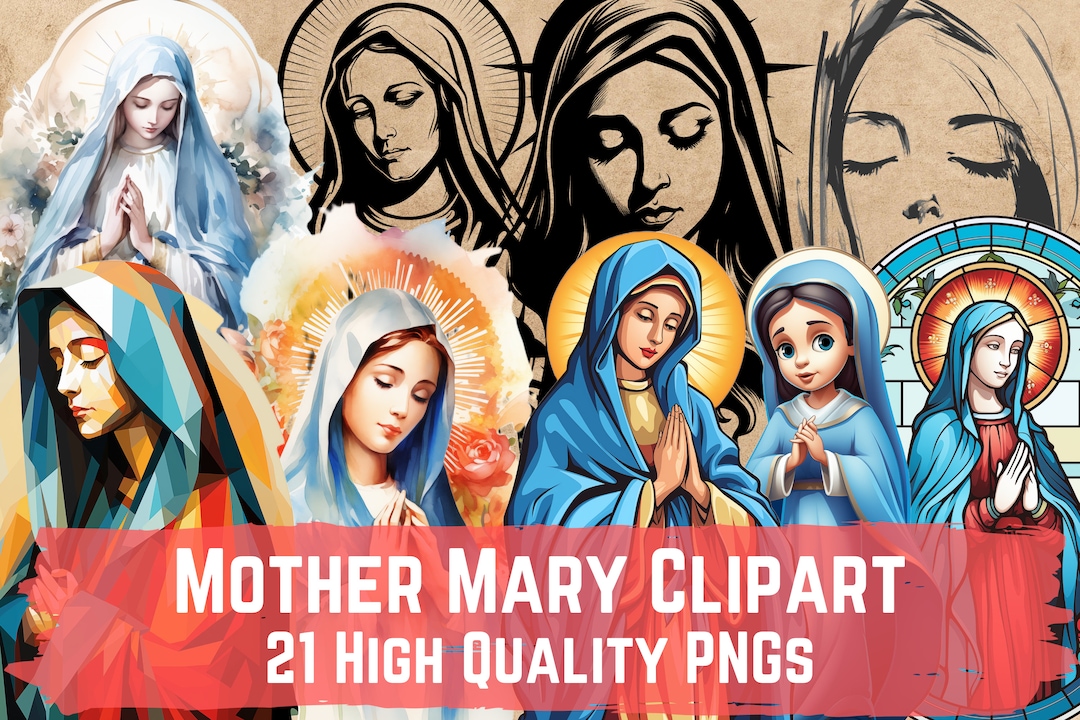 Mother Mary Clipart - Virgin Mary PNG Bundle, Instant Download - Etsy