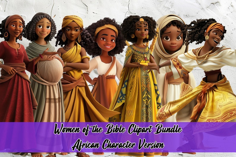 Women of the Bible Clipart Bundle - African Character Version, Cartoon ...