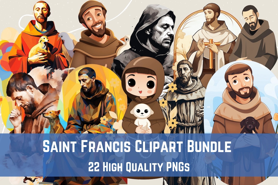 Saint Francis of Assisi Clipart PNG Bundle, Instant Download - Etsy