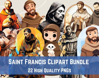 St. Francis of Assisi Clipart Bundle Color and Black/white Set 231 ...