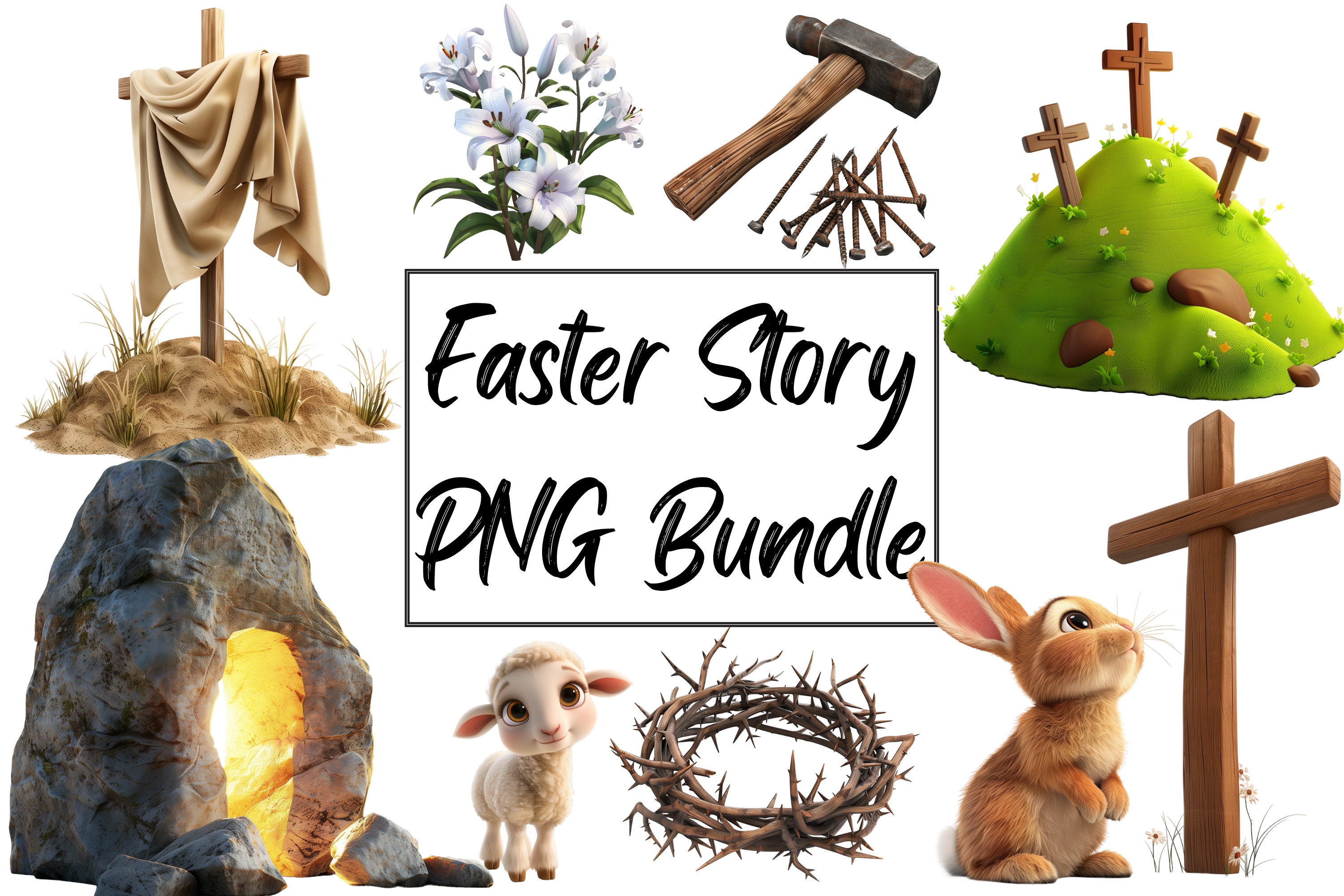 Easter Story PNG Bundle, Jesus Resurrection Clipart, Digital Download ...