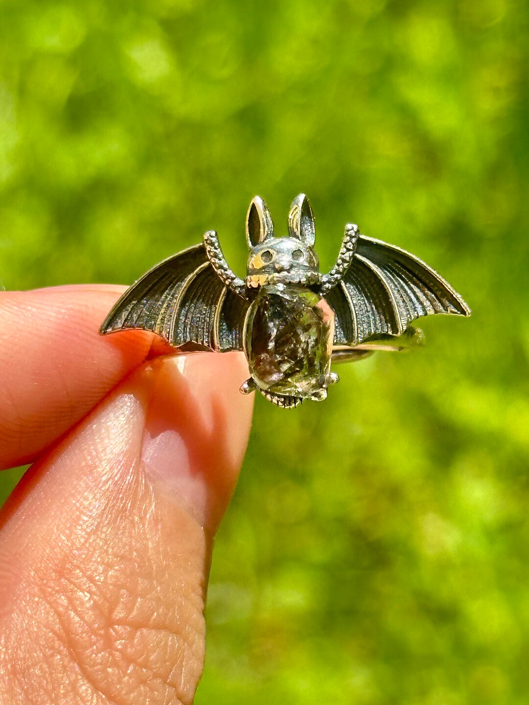 Natural Herkimer Diamond Bat Vintage Style Adjustable 925 Sterling ...